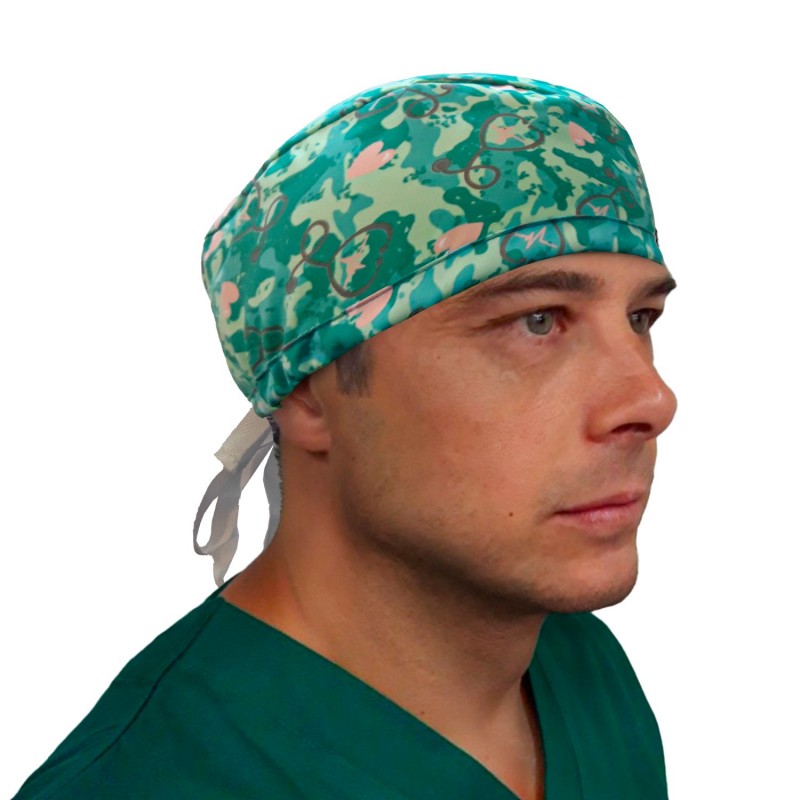 Cofia Gorro Clínico Amarre Antifluido Lavable Verde Mike`s