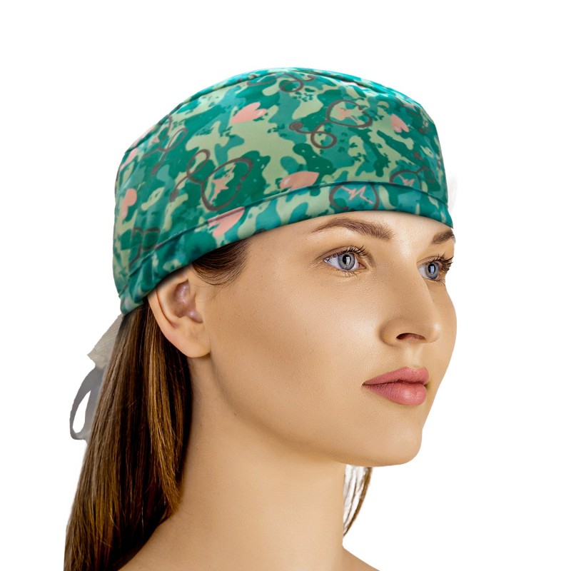 Cofia Gorro Clínico Amarre Antifluido Lavable Verde Mike`s